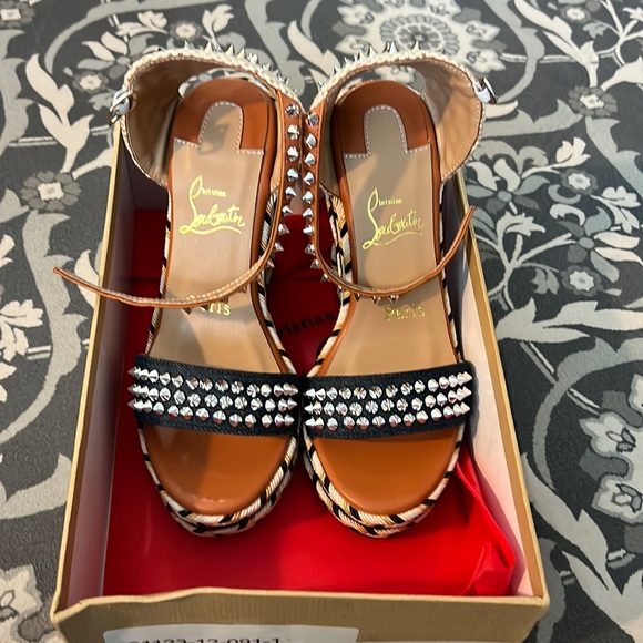 Christian Louboutin | Shoes | Christian Wedge Shoes Size 38 New Leopard ...